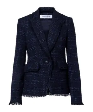 Veronica Beard Checked Tweed Blazer - Black