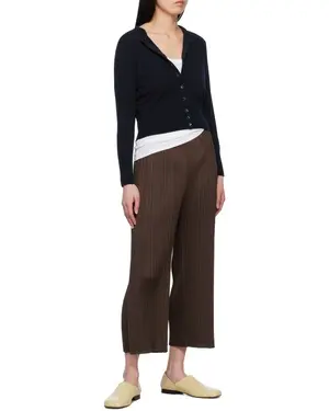 PLEATS PLEASE BY ISSEY MIYAKE Brown Pleated Wide-leg Cropped Pants