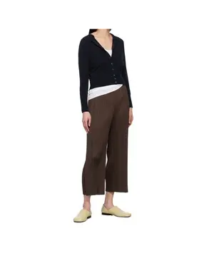 PLEATS PLEASE BY ISSEY MIYAKE Brown Pleated Wide-leg Cropped Pants