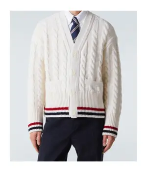 Thom Browne Cable-knit Virgin Wool Cardigan