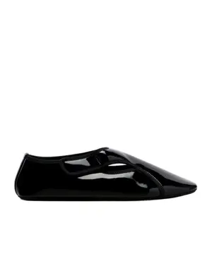 Alaïa Criss Cross Leather-trimmed Ballet Flats - Black