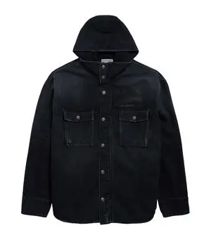 Balenciaga Washed Denim Cargo Jacket With Hood