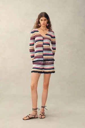 Fabrique Mavis Multi Stripes Long Sleeves Cardigan