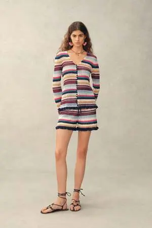 Fabrique Mavis Multi-stripe Long Sleeve Cardigan - Multicolor