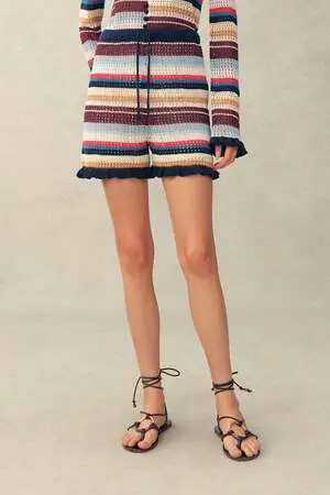 Fabrique Mavis Multi Stripe Knit Shorts - Multicolor