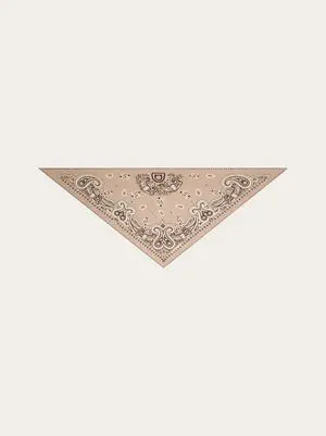 FERRAGAMO Arabesque Print Triangle Scarf Beige