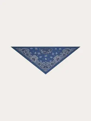 FERRAGAMO Arabesque Print Triangle Scarf Blue