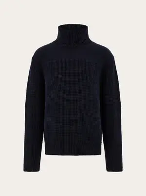 FERRAGAMO High Neck Knitted Sweater - Blue