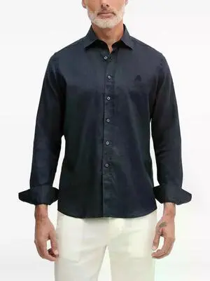 Karl Lagerfeld Embroidered-logo Button-down Linen Shirt