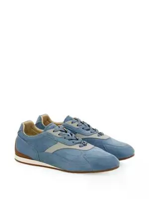 FERRAGAMO Suede Low Top Sneakers With Gancini Detail - Blue