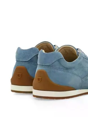 FERRAGAMO Suede Low Top Sneakers With Gancini Detail - Blue