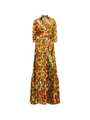 ALESSANDRO ENRIQUEZ Strawberry Print Tie Maxi Dress