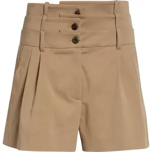 Monse Triple Waistband Wide Leg Shorts - Khaki