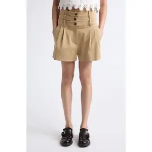 Monse Triple Waistband Wide Leg Shorts - Khaki