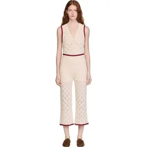 Sandro Crochet-look Knit Trousers
