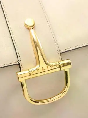 Celine Ivory Calf Leather Logo-plaque Shoulder Bag