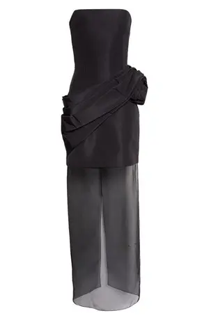 Carolina Herrera Draped Strapless Silk Faille & Organza Gown