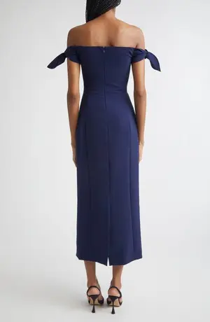 Carolina Herrera Off The Shoulder Stretch Crepe Column Dress