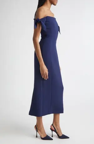 Carolina Herrera Off The Shoulder Stretch Crepe Column Dress