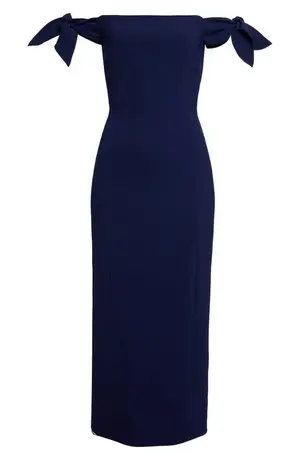 Carolina Herrera Off The Shoulder Stretch Crepe Column Dress