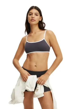 Cotton:on Active Ultra Soft Double Strap Back Crop - Graphite White