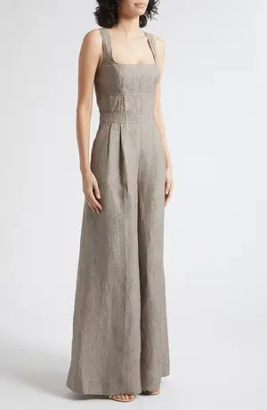 REISS Flora Wide Leg Linen Romper