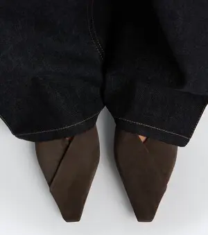 Brunello Cucinelli Suede Pointed Toe Ballerina Flats