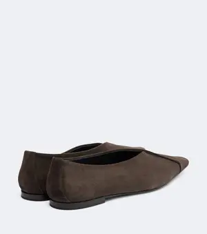 Brunello Cucinelli Suede Pointed Toe Ballerina Flats