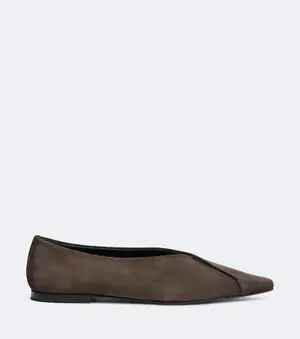 Brunello Cucinelli Suede Pointed Toe Ballerina Flats
