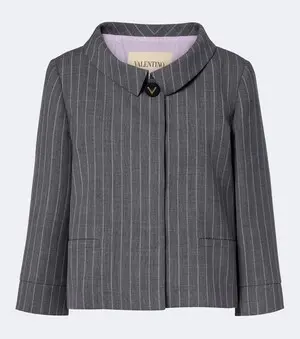 Valentino Garavani Pinstripe Virgin Wool Jacket - Grey
