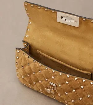 Valentino Garavani Rockstud Spike Small Suede Top-handle Bag