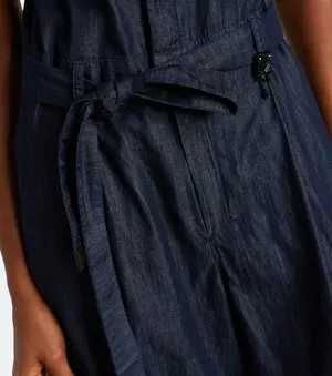 Max Mara Sleeveless Wide-leg Denim Jumpsuit