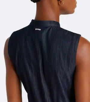 Max Mara Sleeveless Wide-leg Denim Jumpsuit