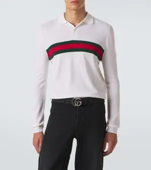 Gucci Web Stripe Cashmere Polo Shirt