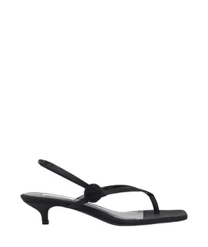 TOTEME Floral-appliqué Suede Slingback Sandals - Black