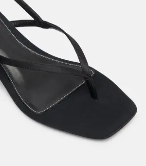 TOTEME Floral-appliqué Suede Slingback Sandals - Black