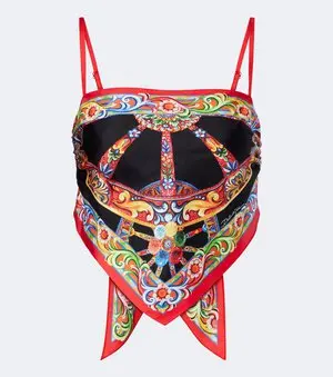 Dolce & Gabbana Carretto Silk Twill Crop Top - Multicoloured