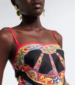 Dolce & Gabbana Carretto Silk Twill Crop Top
