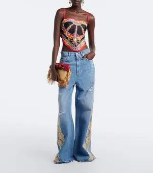 Dolce & Gabbana Carretto Silk Twill Crop Top