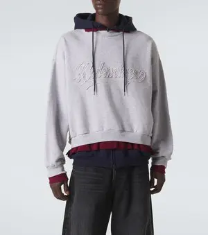 Balenciaga Logo Layered Cotton Jersey Hoodie