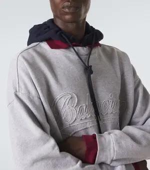 Balenciaga Logo Layered Cotton Jersey Hoodie