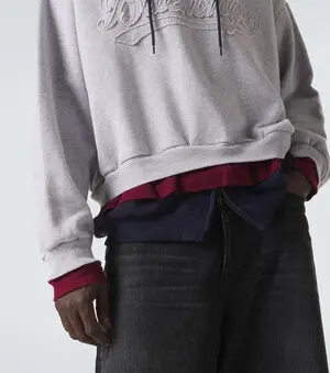 Balenciaga Logo Layered Cotton Jersey Hoodie