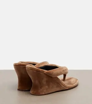 Balenciaga Gaeta Velvet Wedge Thong Sandals