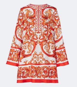 Dolce & Gabbana Majolica Silk Twill Kaftan - Orange