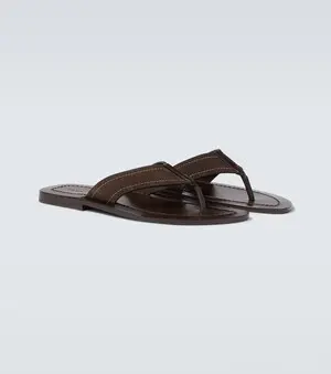 THE ROW Dan Suede Thong Sandals - Brown