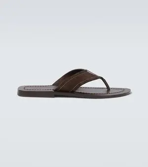 THE ROW Dan Suede Thong Sandals - Brown