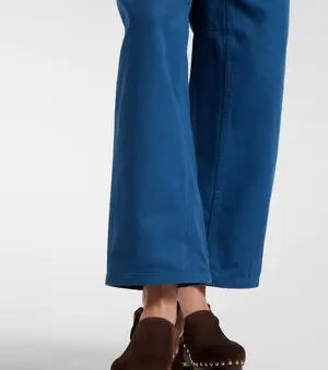 Chloé Cropped Barrel-leg Cotton Pants - Blue