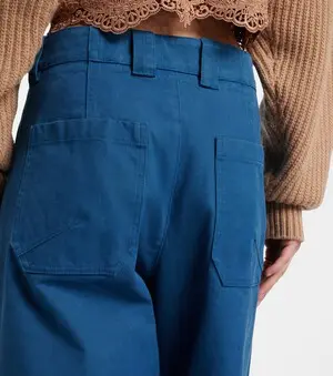 Chloé Cropped Barrel-leg Cotton Pants - Blue