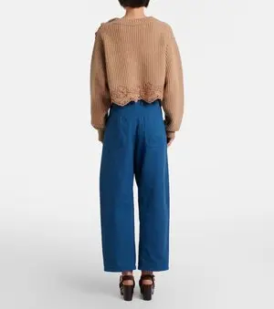 Chloé Cropped Barrel-leg Cotton Pants - Blue