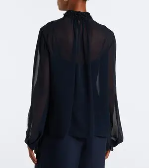 Max Mara Embellished Sheer Blouse